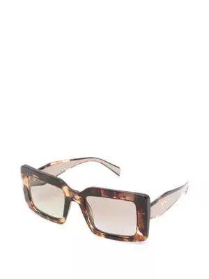 Prada Tortoiseshell-effect Rectangle-frame Sunglasses - Brown