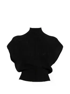 Rick Owens Ribbed-knit Sleeveless High Neck Top - Black
