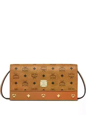 Mcm Visetos Studded Shoulder Bag - Brown