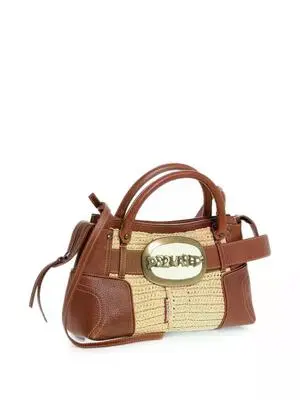 Dsquared2 Woven Tote Bag With Logo Buckle Detail