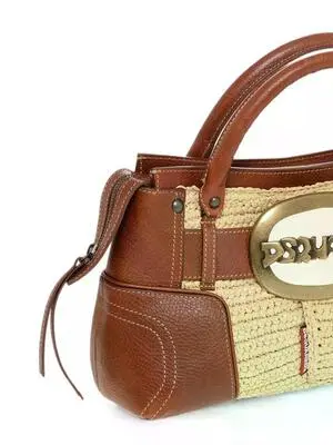 Dsquared2 Woven Tote Bag With Logo Buckle Detail