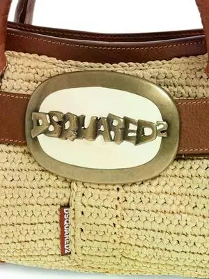 Dsquared2 Woven Tote Bag With Logo Buckle Detail