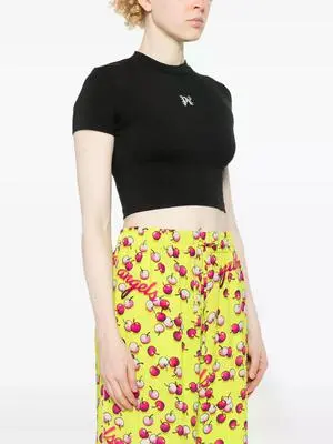 Palm Angels Logo Embroidered Cropped T-shirt