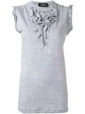Dsquared2 Sleeveless Ruffled Neck Blouse