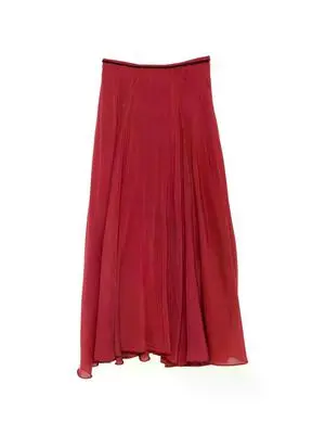 FORTE_FORTE Velvet Trimmed Panelled Midi Skirt - Red