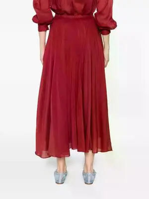 FORTE_FORTE Velvet Trimmed Panelled Midi Skirt - Red