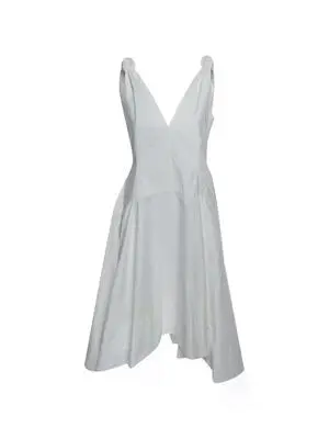 Bottega Veneta V-neck Knotted Midi Dress - White