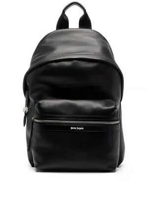 Palm Angels Logo-print Leather Backpack - Black