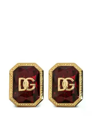 Dolce & Gabbana Dg Logo Crystal-embellished Clip-on Earrings - Gold