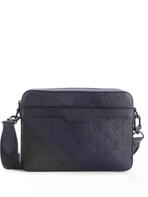 LOUIS VUITTON Louis Vuitton Monogram Shadow Leather Messenger Bag Black
