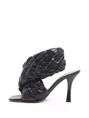 Bottega Veneta Intrecciato Cross-strap Heeled Sandals - Black