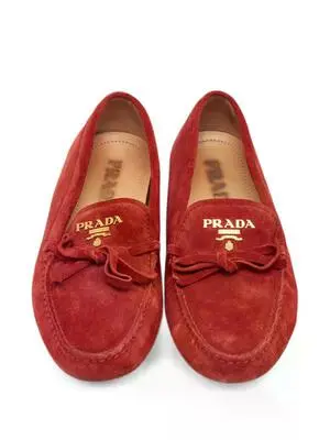 Prada Suede Bow Detail Loafers