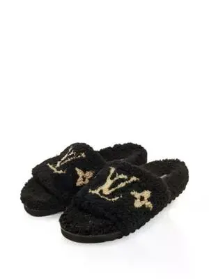 LOUIS VUITTON Paseo Monogram Shearling Slides