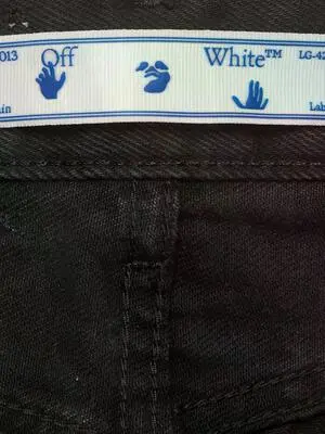 Off-White Slogan Print Straight Leg Jeans