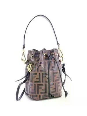 Fendi Mon Tresor Zucca Embossed Leather Mini Bucket Bag - Brown