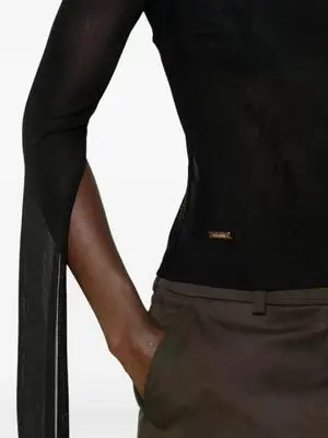 Cult Gaia Split-sleeve Cowl-neck Top