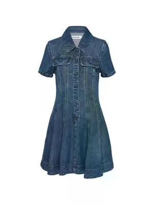 SELF-PORTRAIT Rhinestone Embellished Striped Mini Dress - Blue