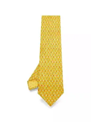 Hermès Geometric Spiral-print Tie - Yellow