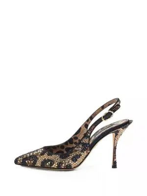 Dolce & Gabbana Leopard-print Crystal-embellished Stiletto Pumps - Black