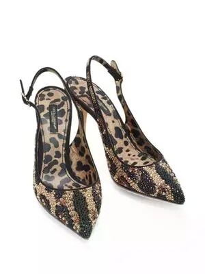 Dolce & Gabbana Leopard-print Crystal-embellished Stiletto Pumps