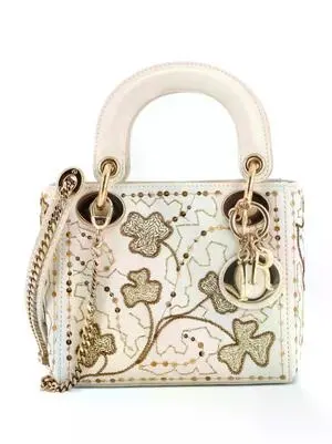 Dior Christian Dior Lady Dior Embroidered Calfskin Mini Satchel Multicolour