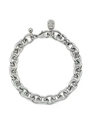 YOJ Curb-link Chain Bracelet With Skull Charm - Silver