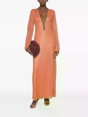 Oseree Lurex Maxi Dress With Cut-out Detail - Orange