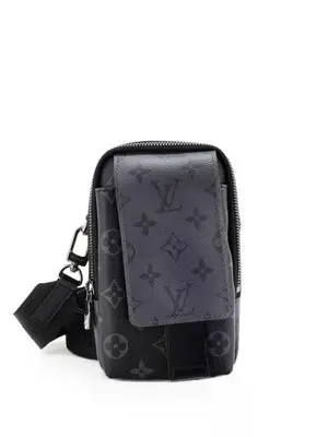 LOUIS VUITTON Double Phone Pouch Nm Reverse Monogram Eclipse Canvas Crossbody Bag - Black