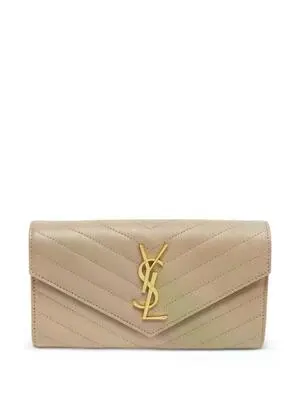 Saint Laurent 2022 Cassandre Matelassé Continental Wallet - Neutrals