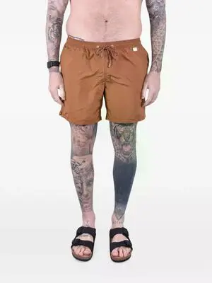 MC2 SAINT BARTH MC2 Saint Barth Logo Patch Swim Shorts Brown
