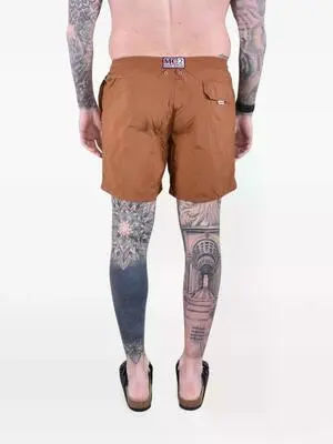 MC2 SAINT BARTH Logo Patch Swim Shorts - Brown