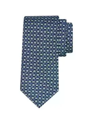 FERRAGAMO Silk Frog And Lily Pad Printed Neck Tie