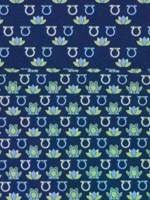 FERRAGAMO Silk Frog And Lily Pad Printed Neck Tie