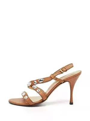 Dolce & Gabbana Embellished Stiletto Slingback Sandals - Brown