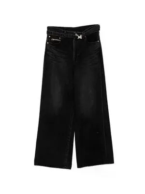Sacai Wide Leg Denim Trousers - Black