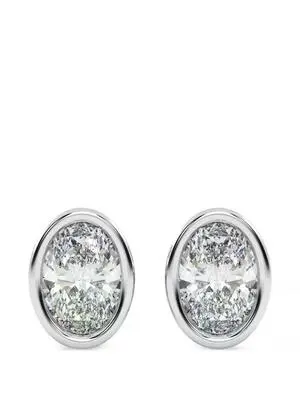 Diamond Essentials Lab-grown Oval Diamond Stud Earrings In 14k White Gold - Silver