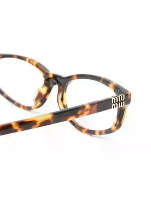 Miu Miu Tortoiseshell Effect Oval-frame Glasses