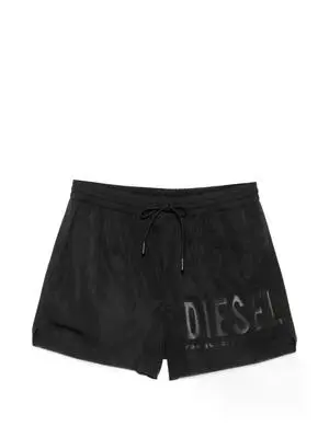 DIESEL® Logo Print Drawstring Swim Shorts - Black