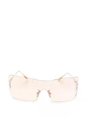 Miu Miu Logo-plaque Rimless Sunglasses - Silver