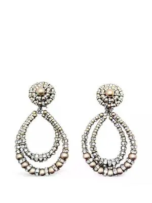 JENNIFER GIBSON JEWELLERY 1950s French Rondelle Hoop Earrings - Silver