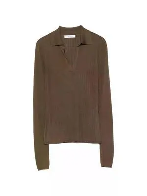 Max Mara Ribbed Knit Polo Sweater