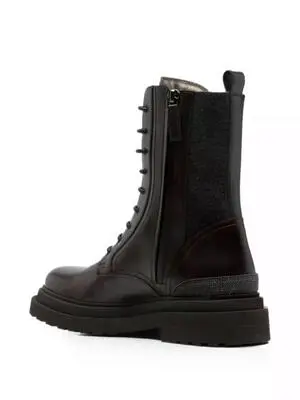 Brunello Cucinelli Leather Lace-up Boots - Brown