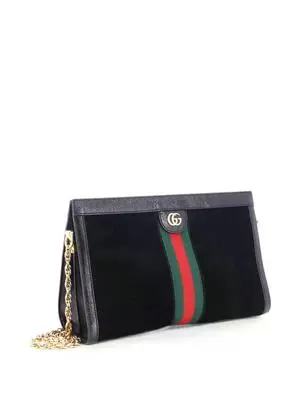 Gucci Ophidia Chain Shoulder Bag Suede Medium - Black