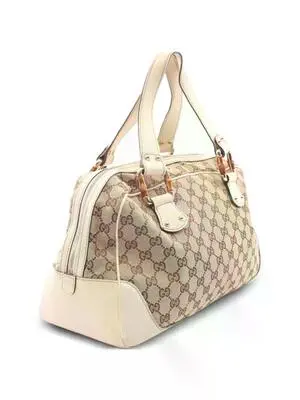 Gucci 2000s Mini Bamboo Gg Canvas Tote Bag