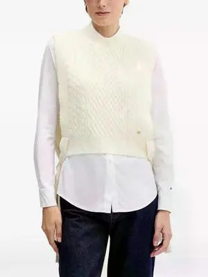 PEDRO DEL HIERRO Cable Knit Waistcoat With Tie Detail - Neutrals