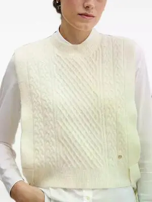PEDRO DEL HIERRO Cable Knit Waistcoat With Tie Detail - Neutrals