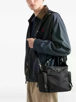 Prada Re-nylon And Saffiano Leather Shoulder Bag - Black