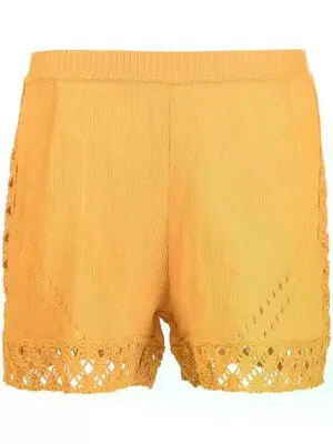 Alberta Ferretti Geranium Cotton Open Knit Shorts