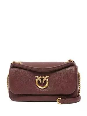 Pinko Love Birds Leather Shoulder Bag - Brown