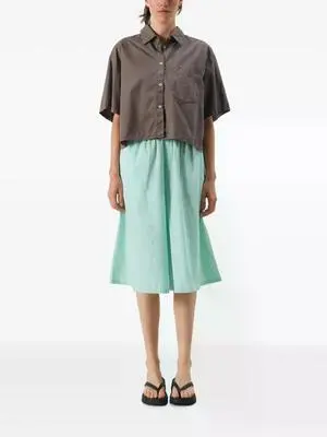 American Vintage Bailow Cropped Cotton Shirt - Brown